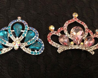Rhinestone Button Embellishment Light Blue Crystal TIARA CROWN - Etsy