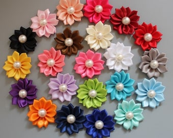 Red Satin Ribbon Flowers, 3 1/2 Satin Fabric Flowers, Satin Flower ...