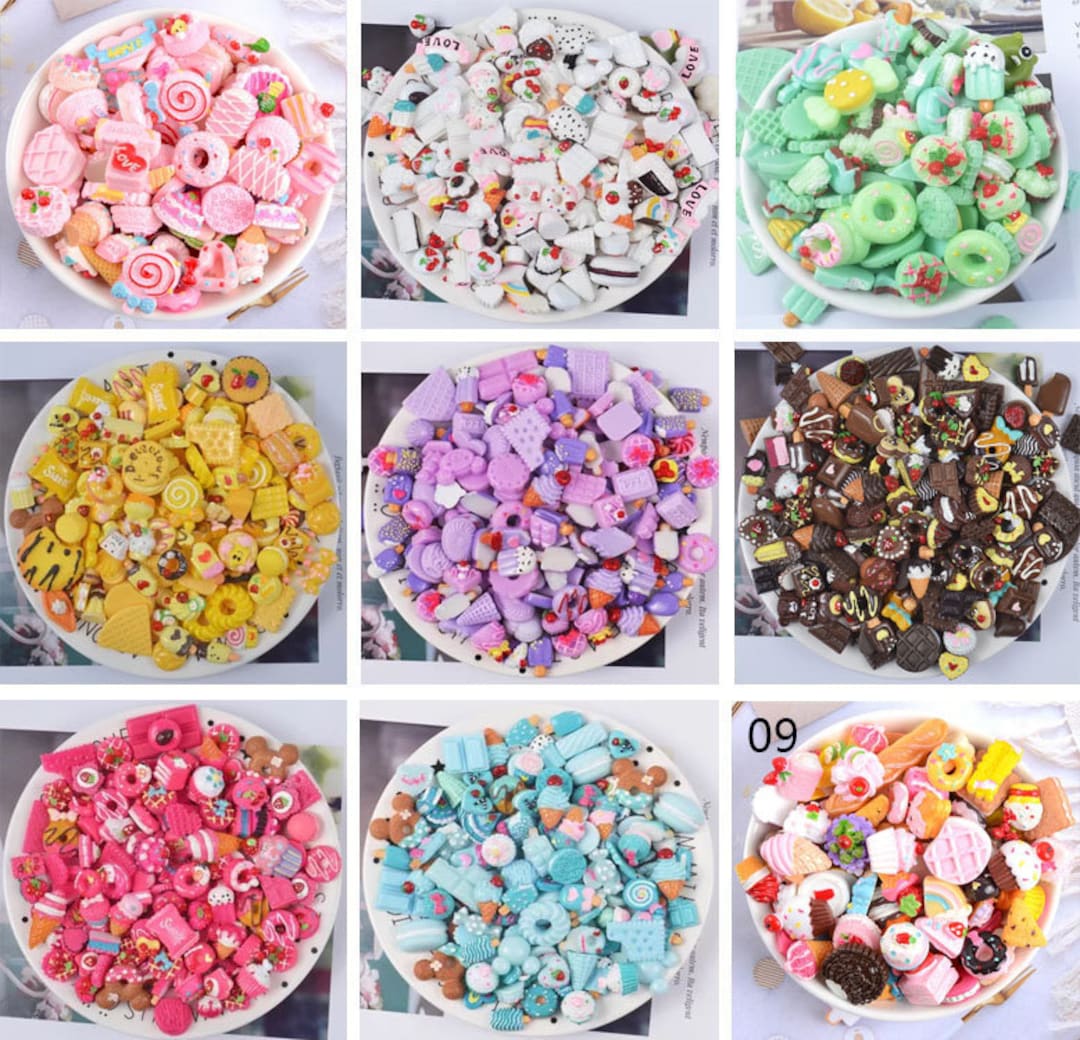 Random Resin Cake Candy, Candy Food Cabochon, Kawaii Fake Food Deco ...