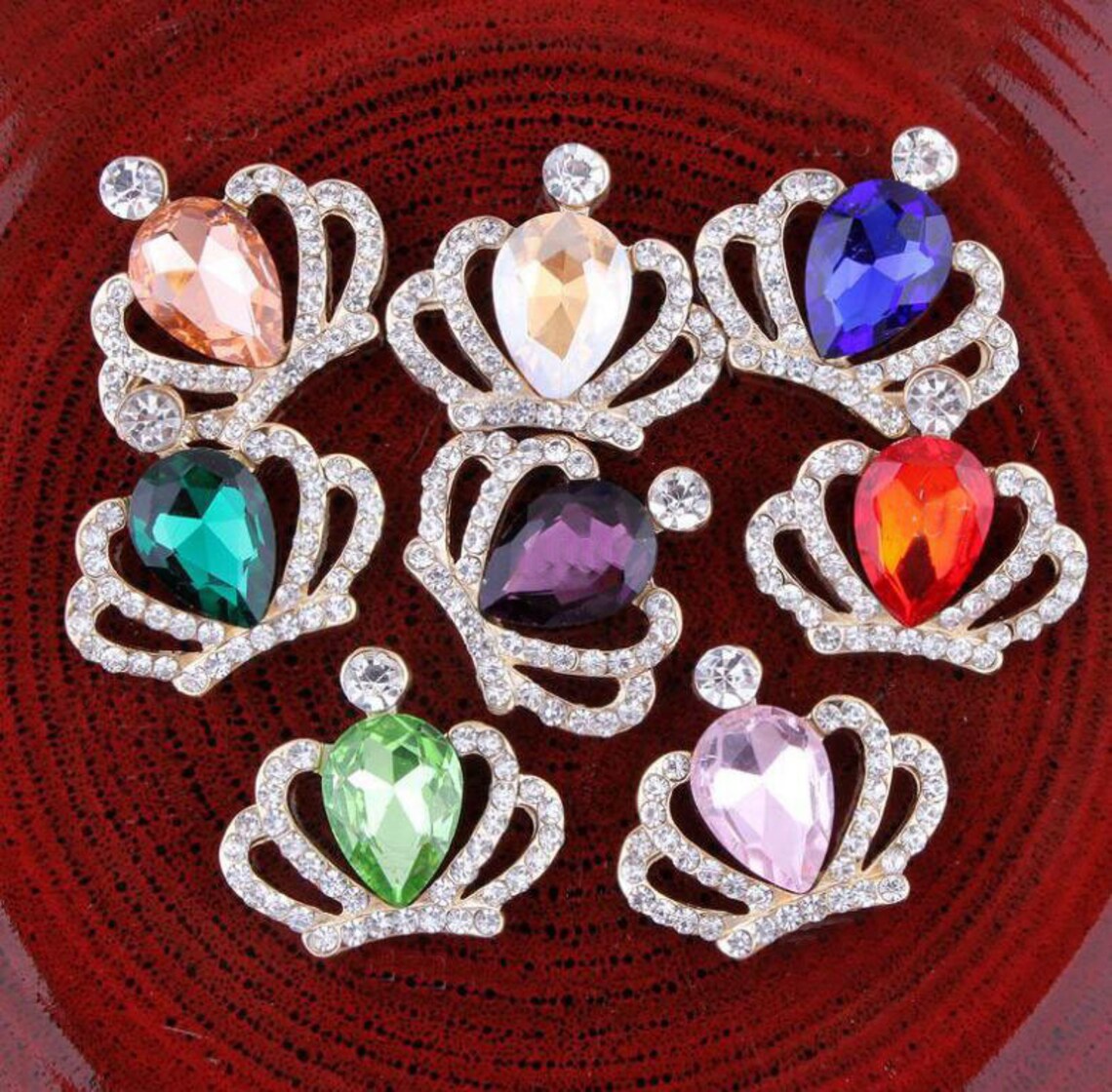 Rhinestone Crown Button Rhinestone Button Wedding Supply - Etsy