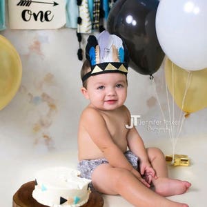 Adorable Aztec Black Gold Teal Feather Headband Feather Headdress for ...