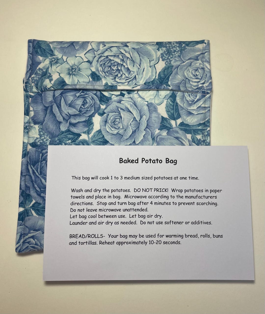 Blue Floral Microwave Potato Cooking Bag - Etsy