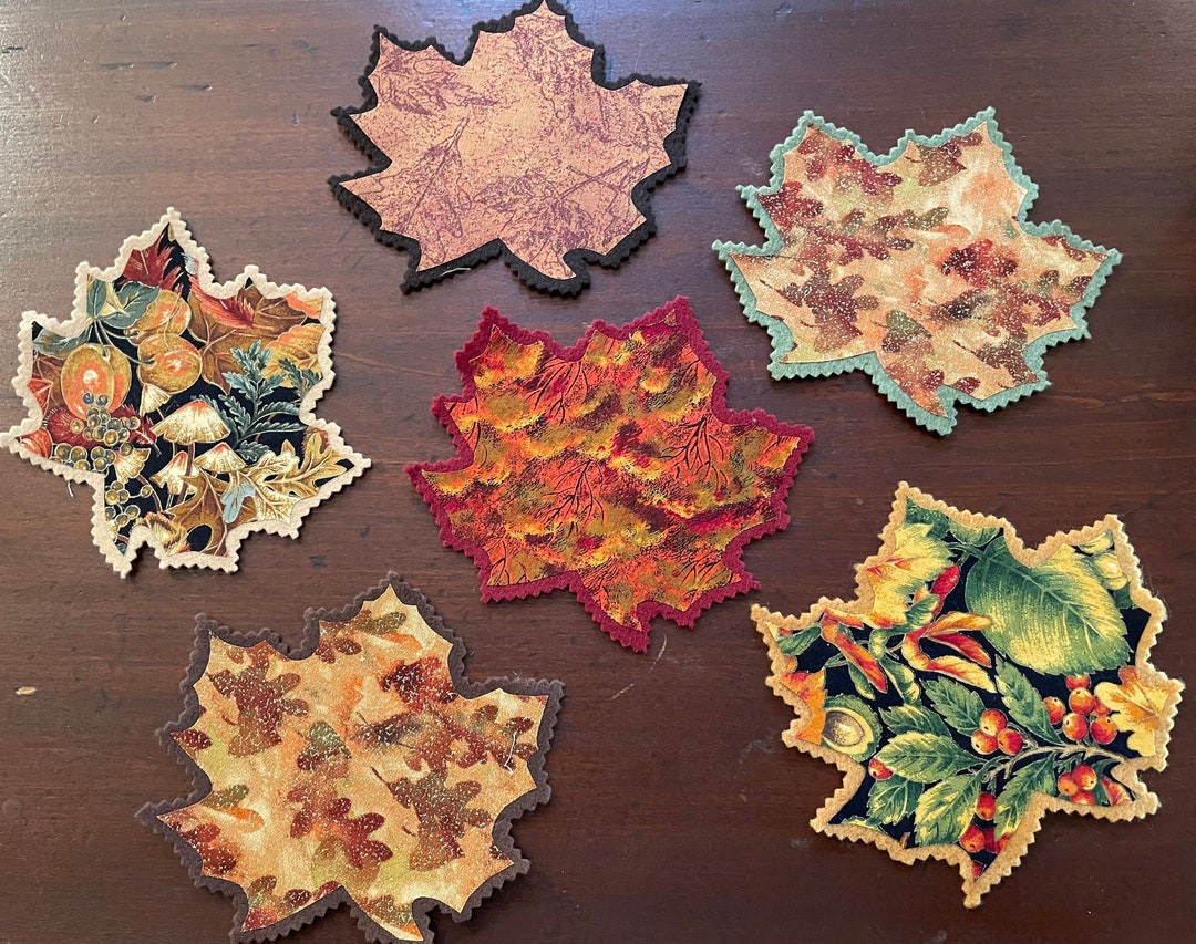 Maple Leaf Coasters, Fabric Maple Leaf Coasters, Fabric Fall Leaf ...