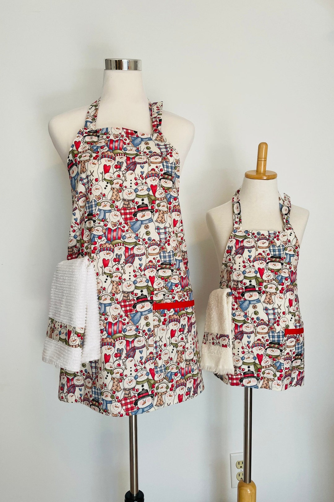 Mother/daughter Snowman Aprons, Unisex Parent/child Snowman Aprons ...