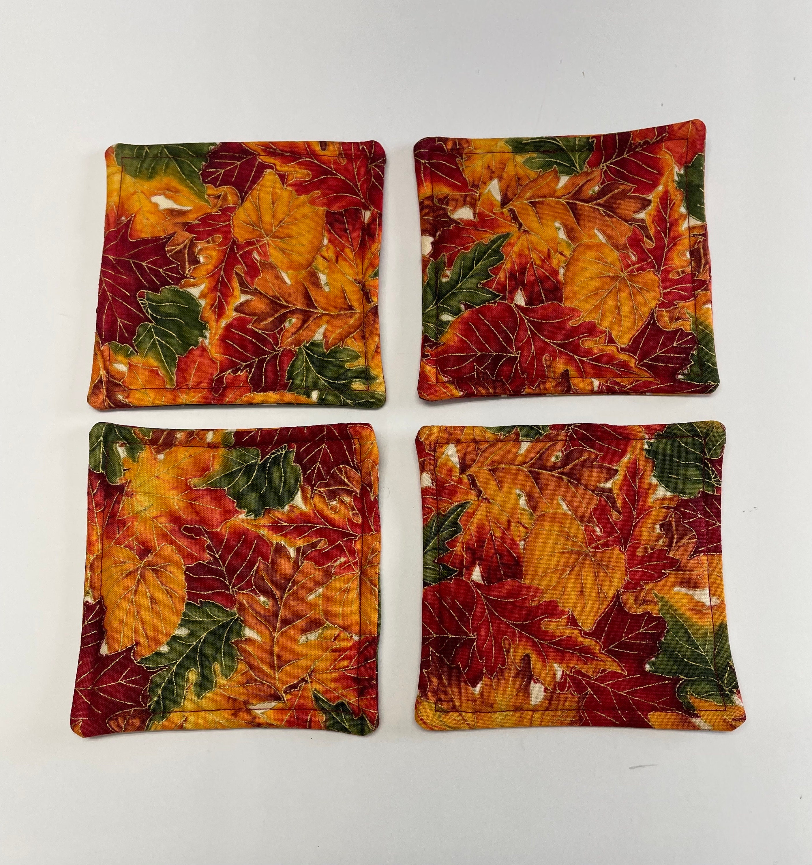 Fall Coaster, Fall Leaf Print Coasters. Fall Fabric Coasters, Autumn ...
