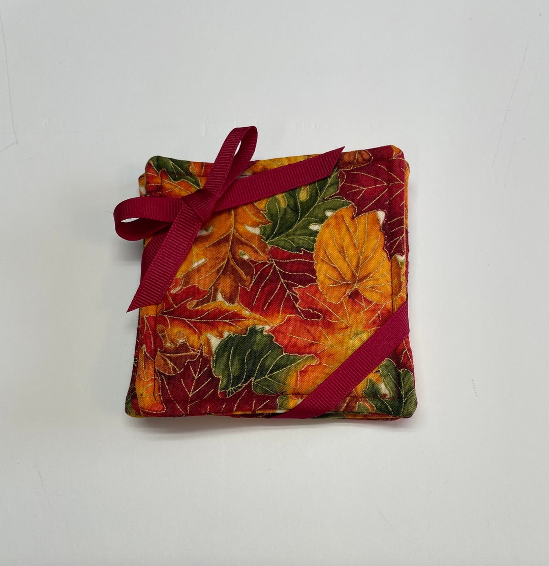 Fall Coaster, Fall Leaf Print Coasters. Fall Fabric Coasters, Autumn ...