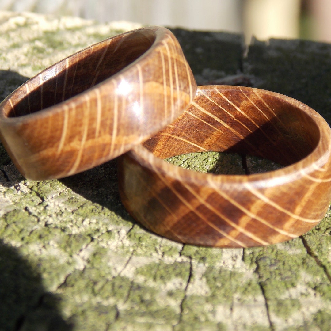White Oak Natural Wood Ring Custom Size Width Handmade Solid Oak Ring ...