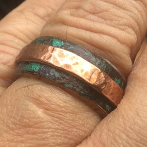 Whiskey Barrel Staves Patina Copper Solid Copper and Wood Ring Size 9 ...