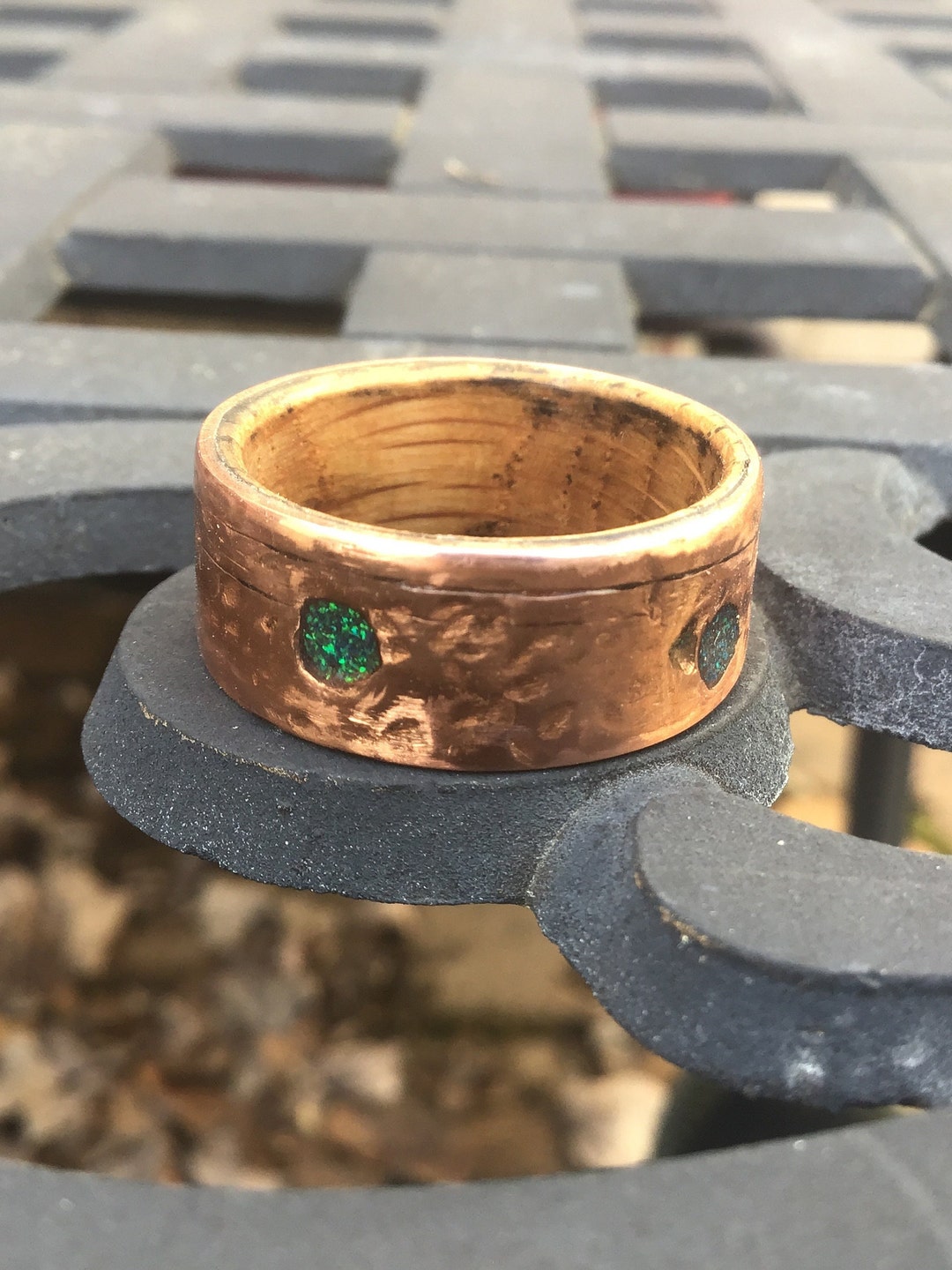 Whiskey Barrel Staves Wood Ring and Solid Copper Pipe Size 11 - Etsy