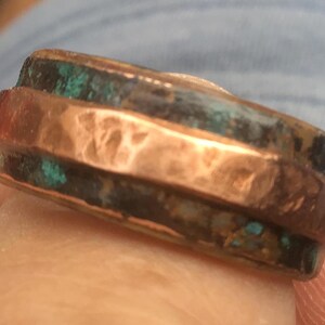 Whiskey Barrel Staves Patina Copper Solid Copper and Wood Ring Size 9 ...