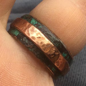 Whiskey Barrel Staves Patina Copper Solid Copper and Wood Ring Size 9 ...