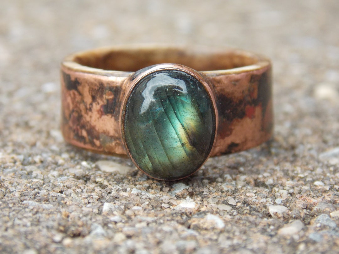 Tennessee Whiskey Barrel Staves Wood Ring Labradorite Ring Size 11 1/2 ...