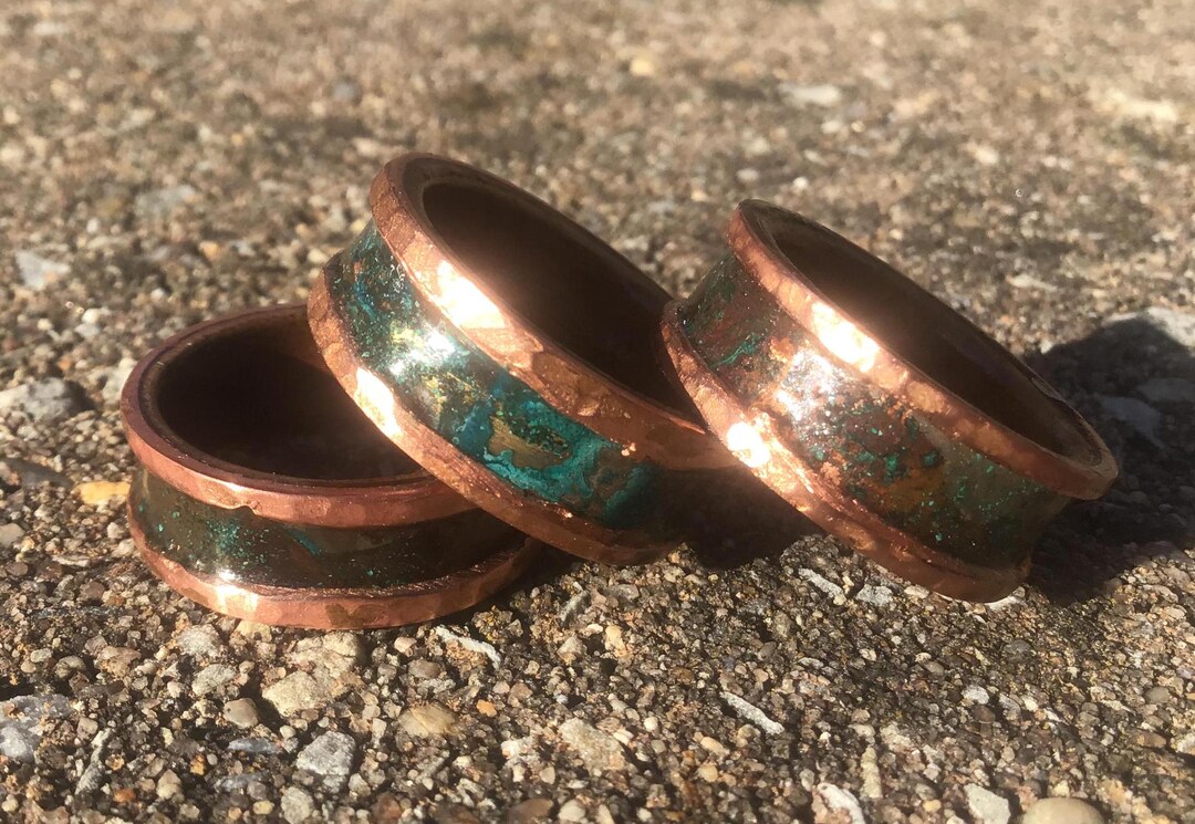 Jack Daniels Whiskey Barrel Wood Ring: Hammered Patina Copper Band - Etsy