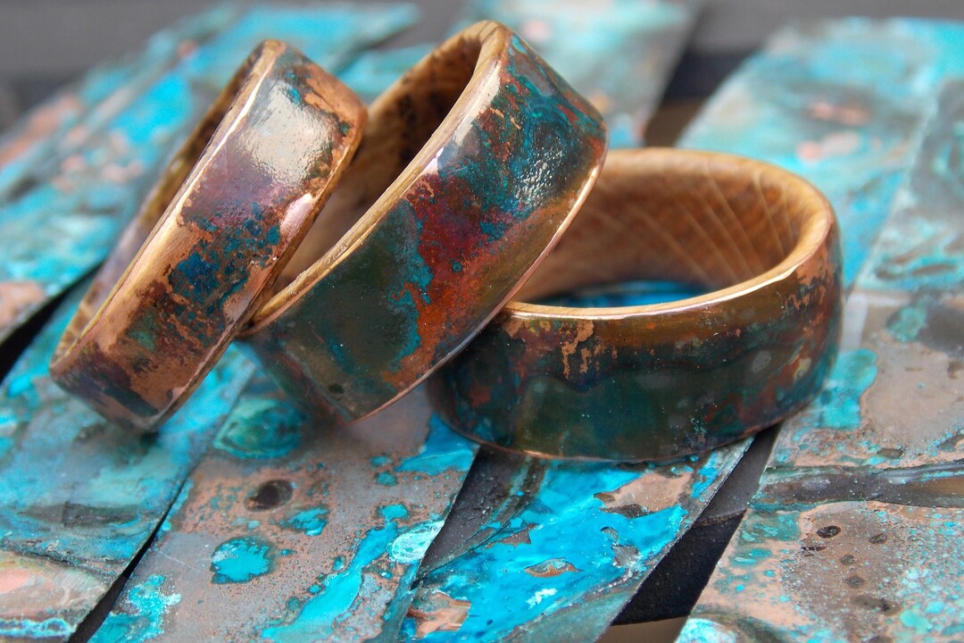 Whiskey Barrel Staves Tennessee Wood Ring Patina Aged Rustic Copper ...