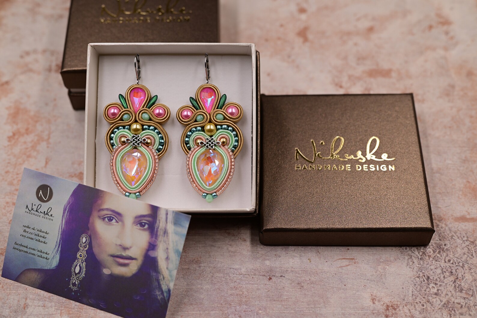 Luxury Personified ∙ Elegant Gray Soutache Earrings With Swarovski ∙ ...