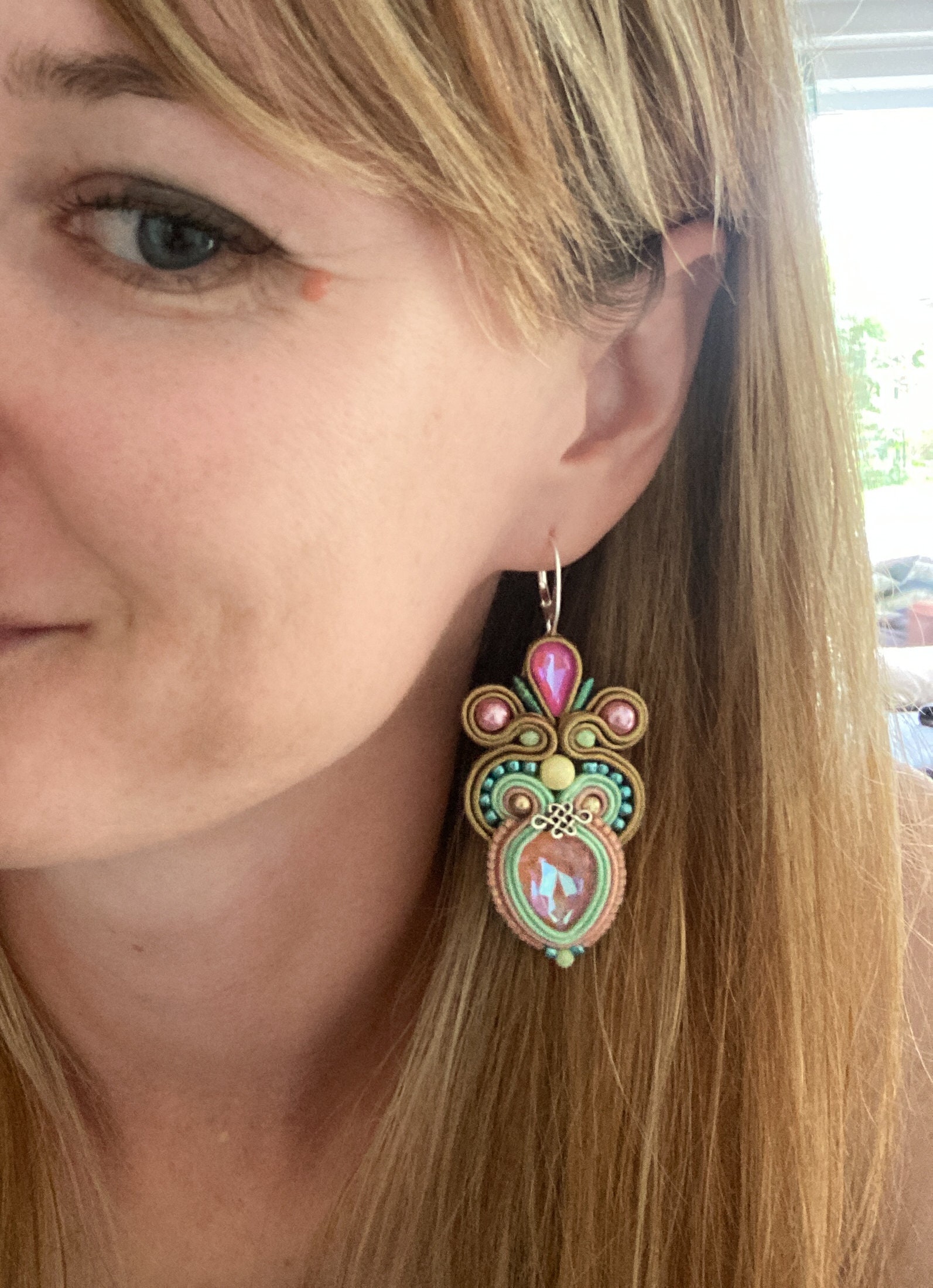 Sweet beaded summer colorful soutache earrings for her in | Etsy