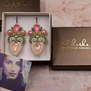 Soutache Butterfly Drop Earrings Purple Heart Design - Etsy