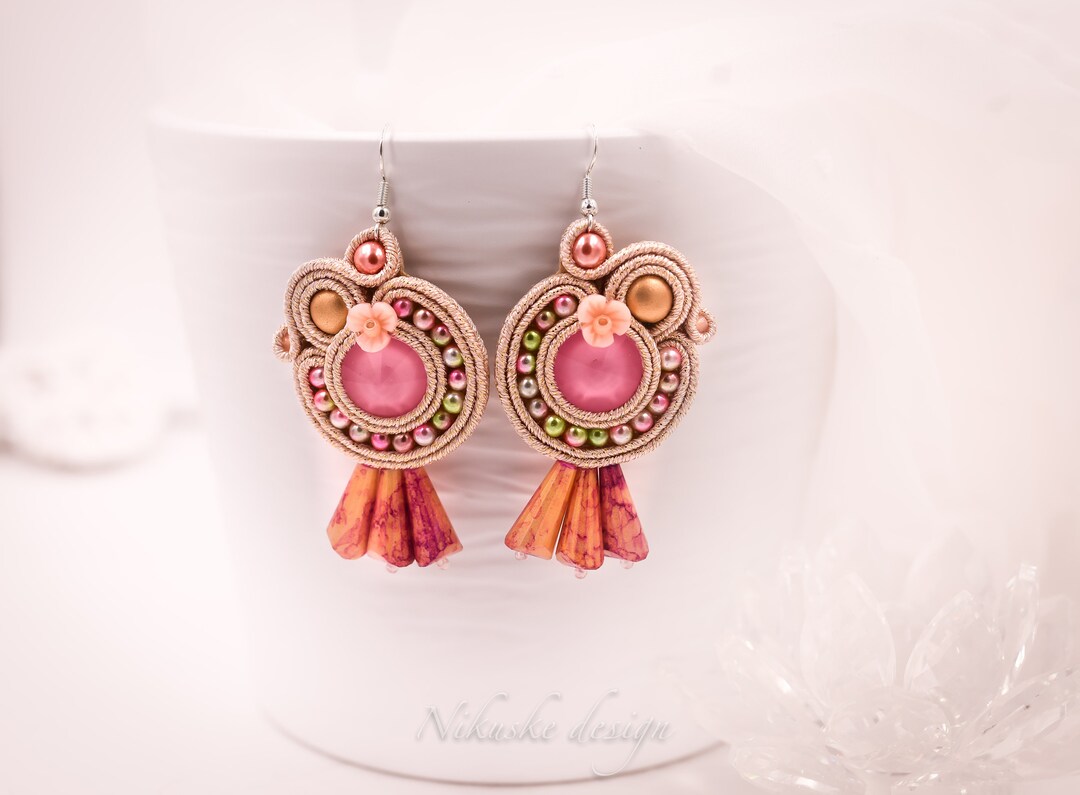 Elegant Floral Soutache Earrings ∙ for Her ∙ Handmade Art ∙ by Nikuske ...