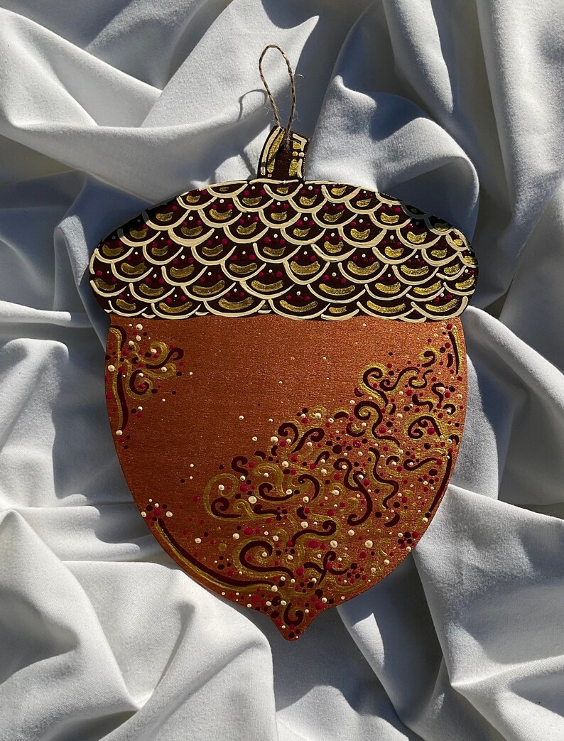 Hand-painted Fall Acorn Door Hanger Sign - Etsy