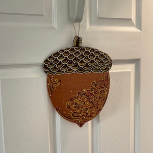 Hand-painted Fall Acorn Door Hanger Sign - Etsy