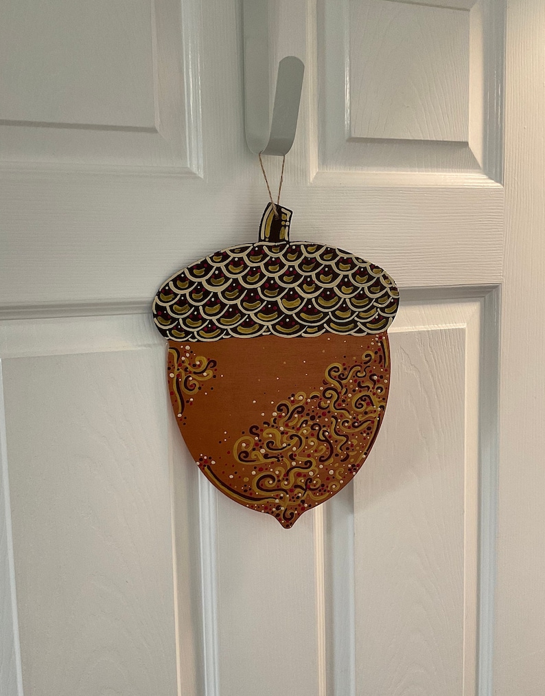 Hand-painted Fall Acorn Door Hanger Sign - Etsy