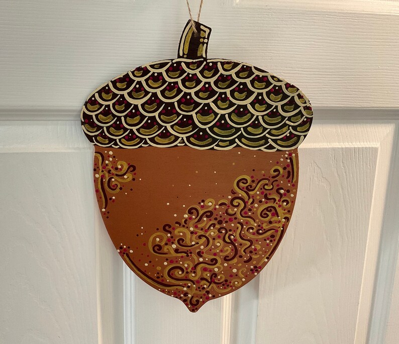 Hand-painted Fall Acorn Door Hanger Sign - Etsy