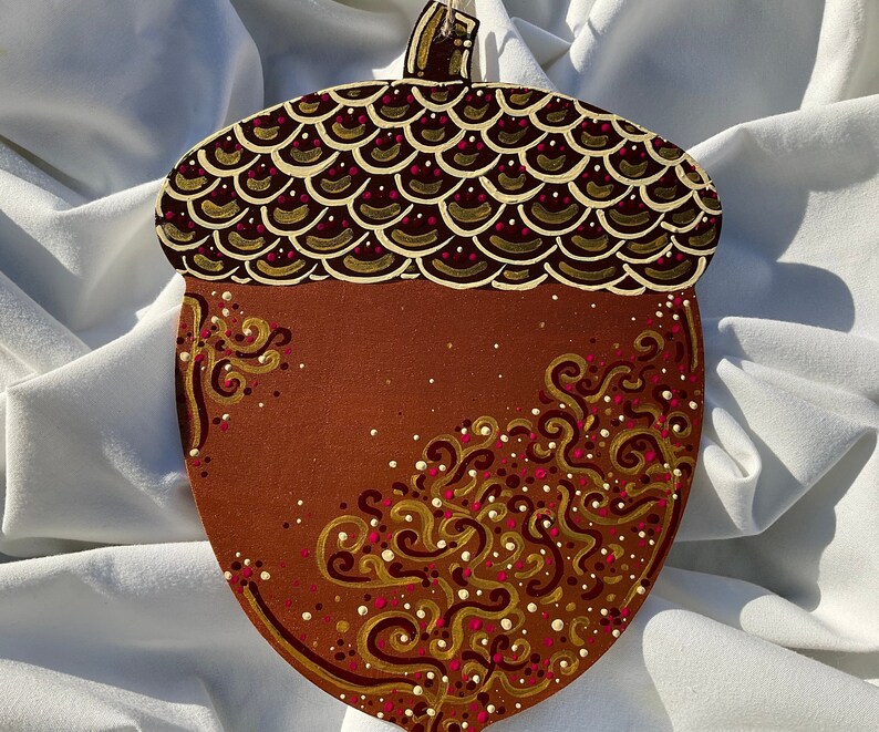 Hand-painted Fall Acorn Door Hanger Sign - Etsy