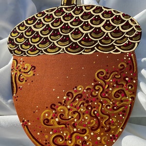 Hand-painted Fall Acorn Door Hanger Sign - Etsy