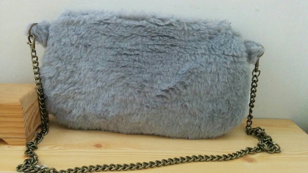 Bolso De Pelo, Bolso Peludo, Bolso Gris, Bolso De Peluche, Bolso De ...