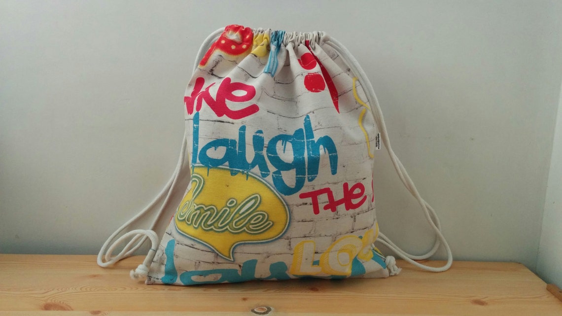 String Backpack,comic Backpack,graffiti Print Fabric,graffiti Fabric ...
