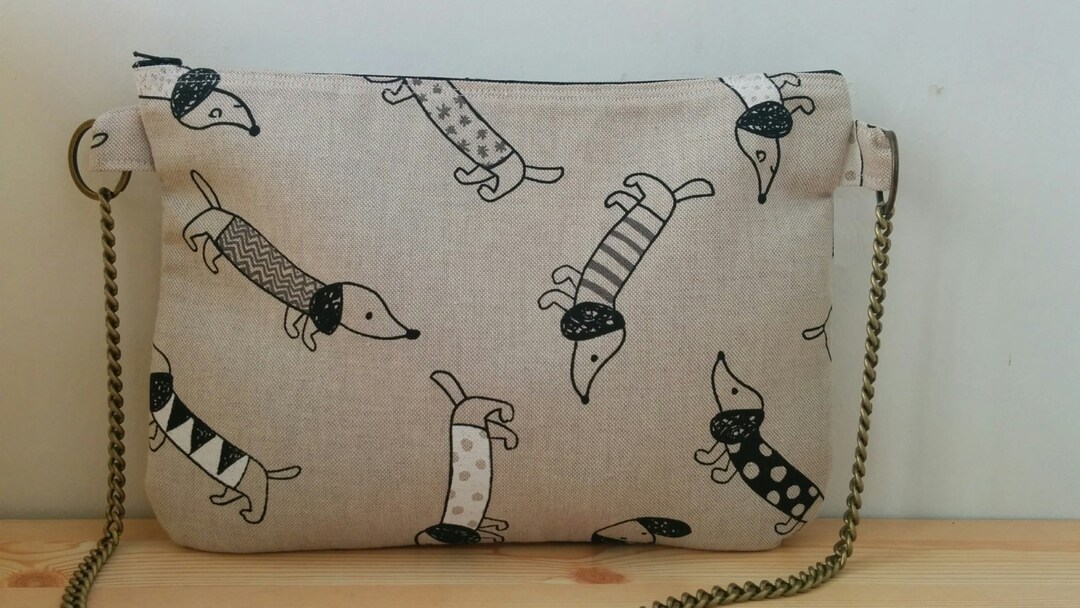 Dogs Bag, Dogs Clutch,chain Clutch, Canvas Bag, Dogs Handbag, Dogs Tote ...