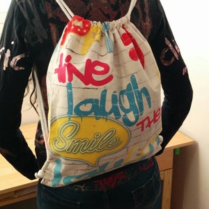String Backpack,comic Backpack,graffiti Print Fabric,graffiti Fabric ...