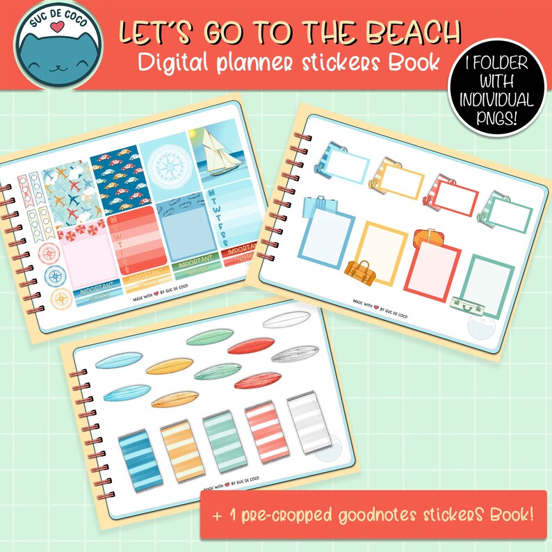 Lets Go TO THE BEACH Digital Stickers Book for Digital - Etsy