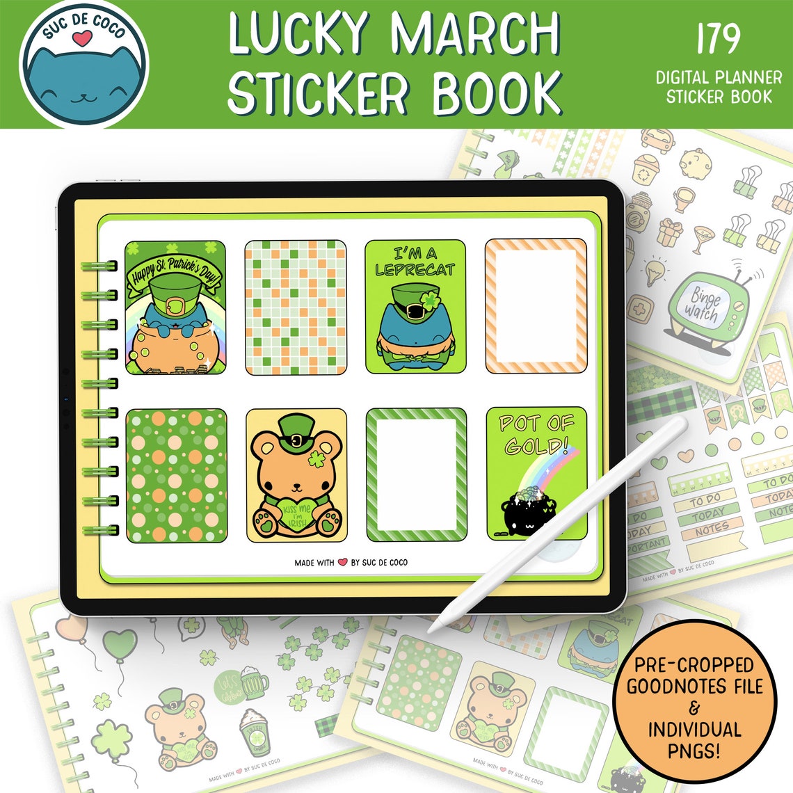 Lucky March DIGITAL STICKERS BOOK for Ipad Planners Goodnotes - Etsy