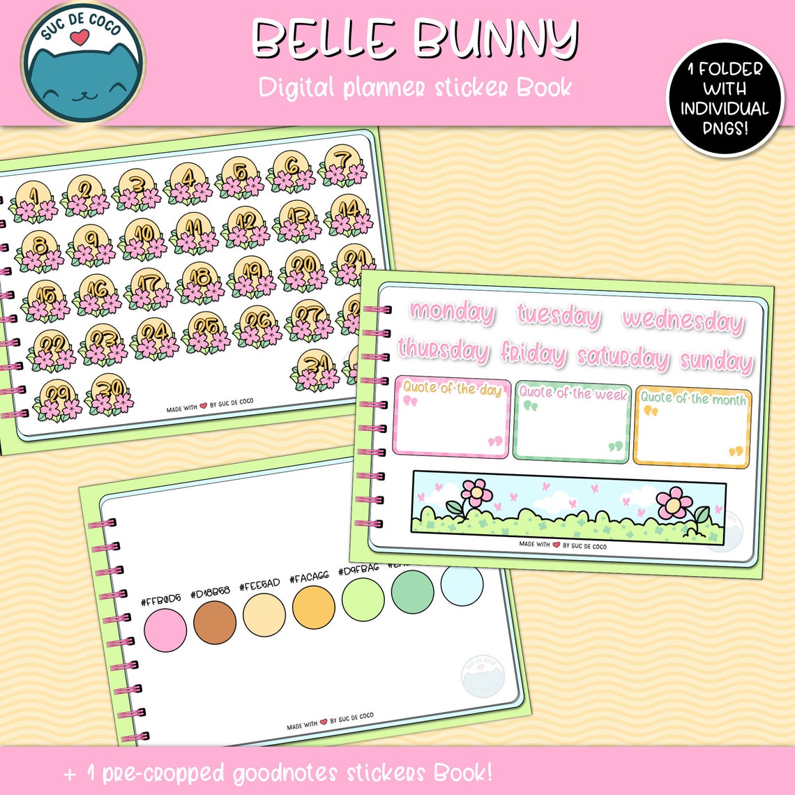 BELLE BUNNY Kawaii Illustration Digital Sticker Book for - Etsy