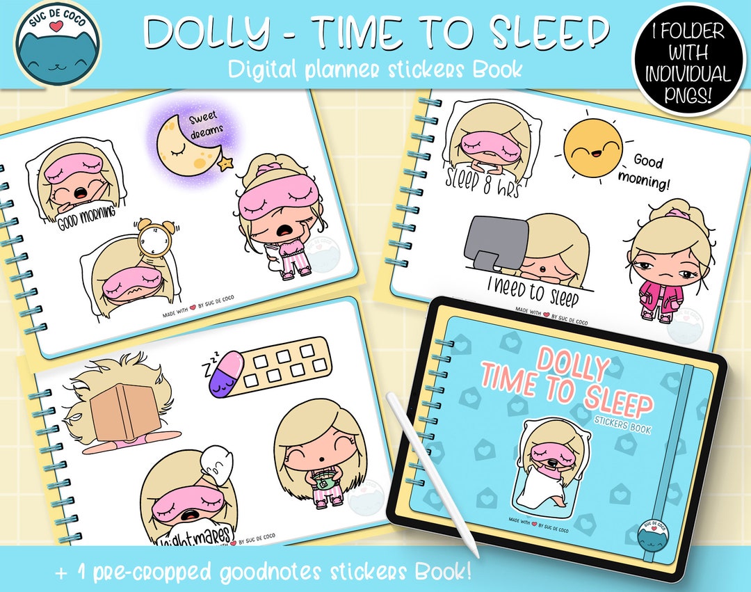 DOLLY Time to Sleep blonde Girl Digital Character Stickers - Etsy
