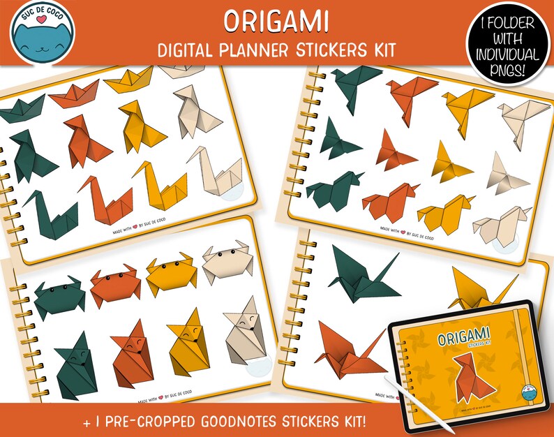 ORIGAMI digital stickers book para digital Planners Goodnotes | Etsy