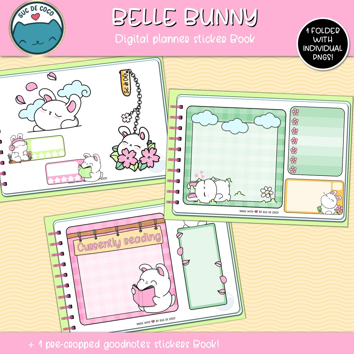 BELLE BUNNY Kawaii Illustration Digital Sticker Book for | Etsy