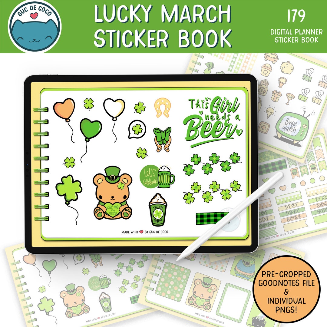 Lucky March DIGITAL STICKERS BOOK for Ipad Planners Goodnotes - Etsy
