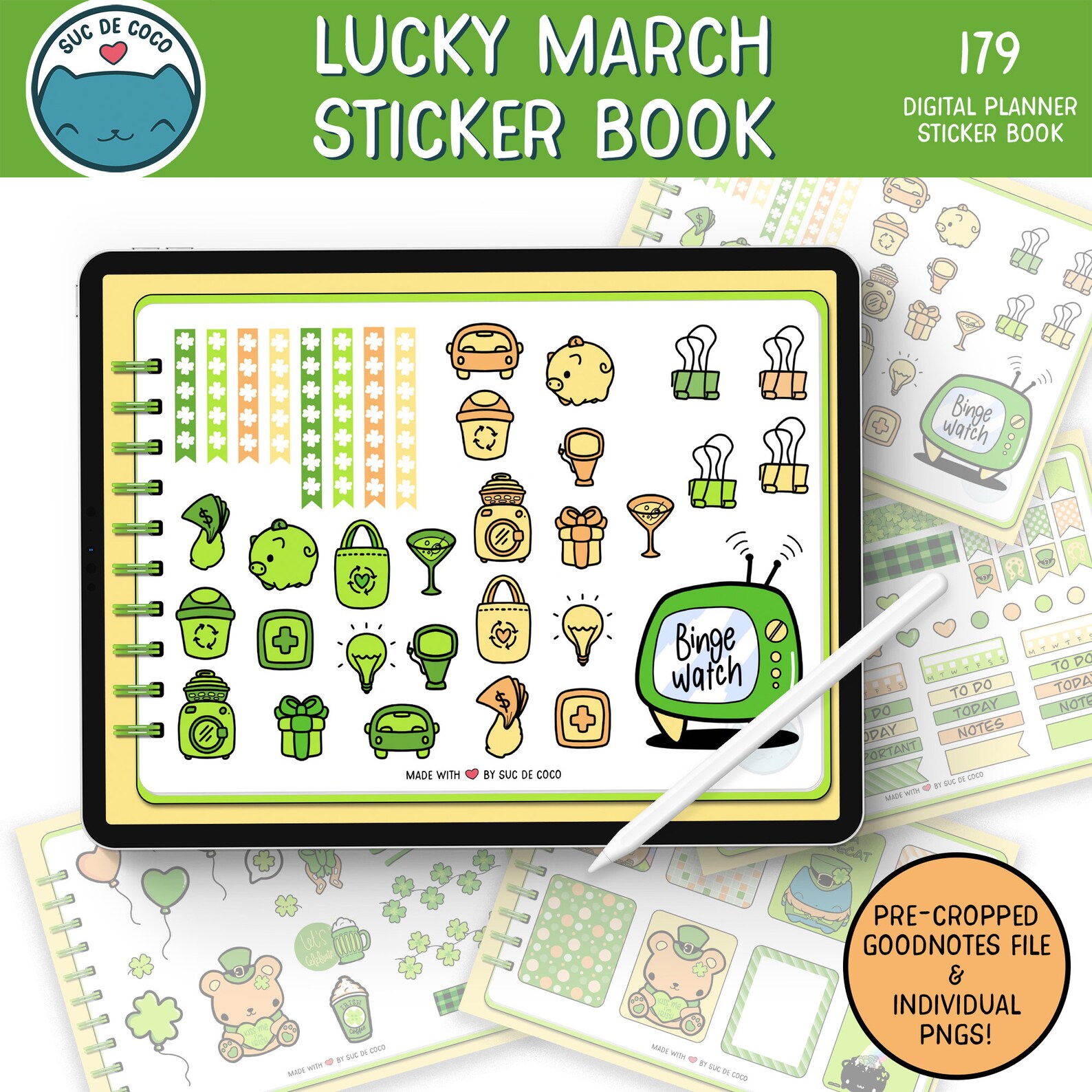 Lucky March DIGITAL STICKERS BOOK for Ipad Planners Goodnotes - Etsy