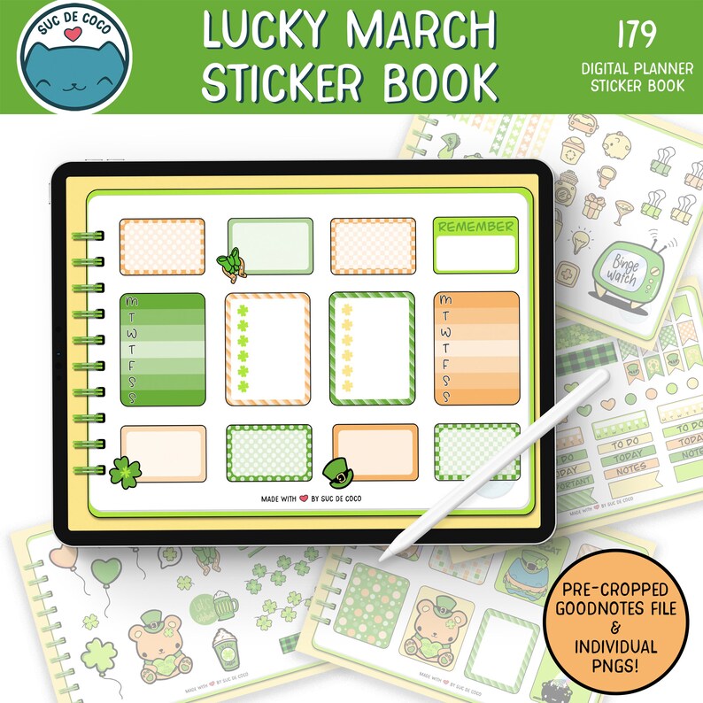 Lucky March DIGITAL STICKERS BOOK for Ipad Planners Goodnotes - Etsy