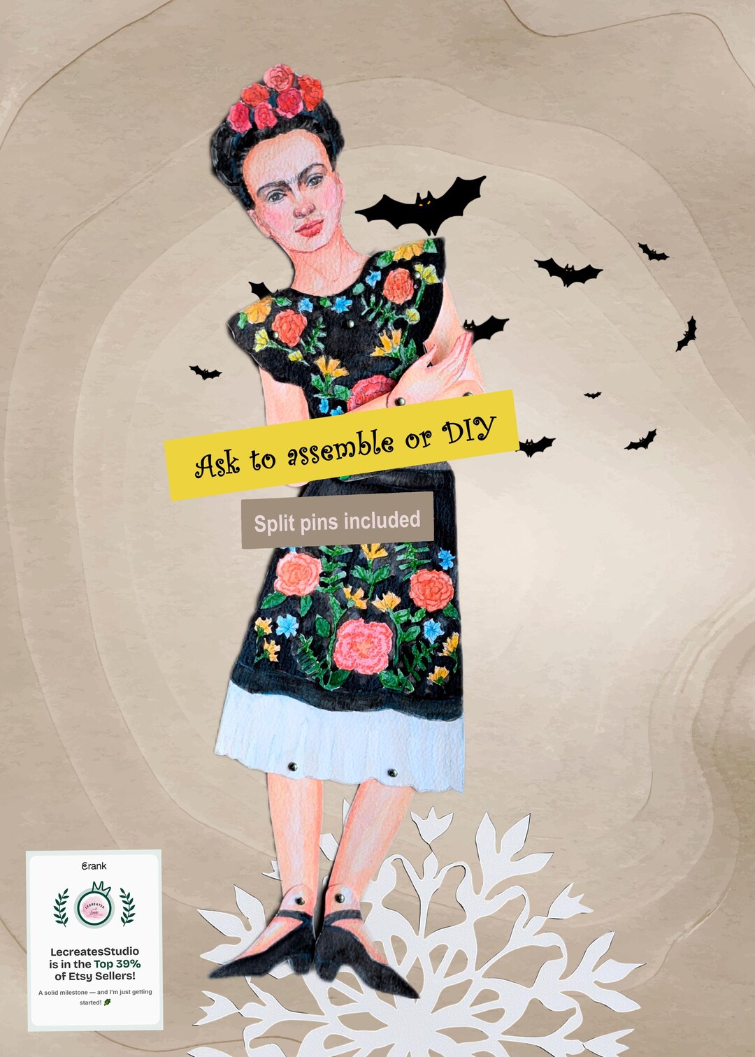 Frida Kahlo Paper Dolls - Puppet, Crafting Gift, Mexican Party Favors ...