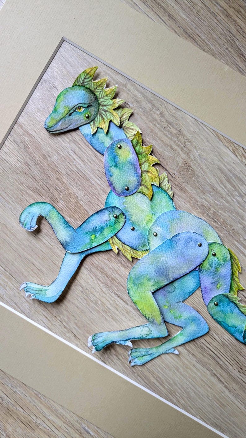 Articulated Paper Doll, Paper Dragon Puppet, Bookmark, Marionette ...