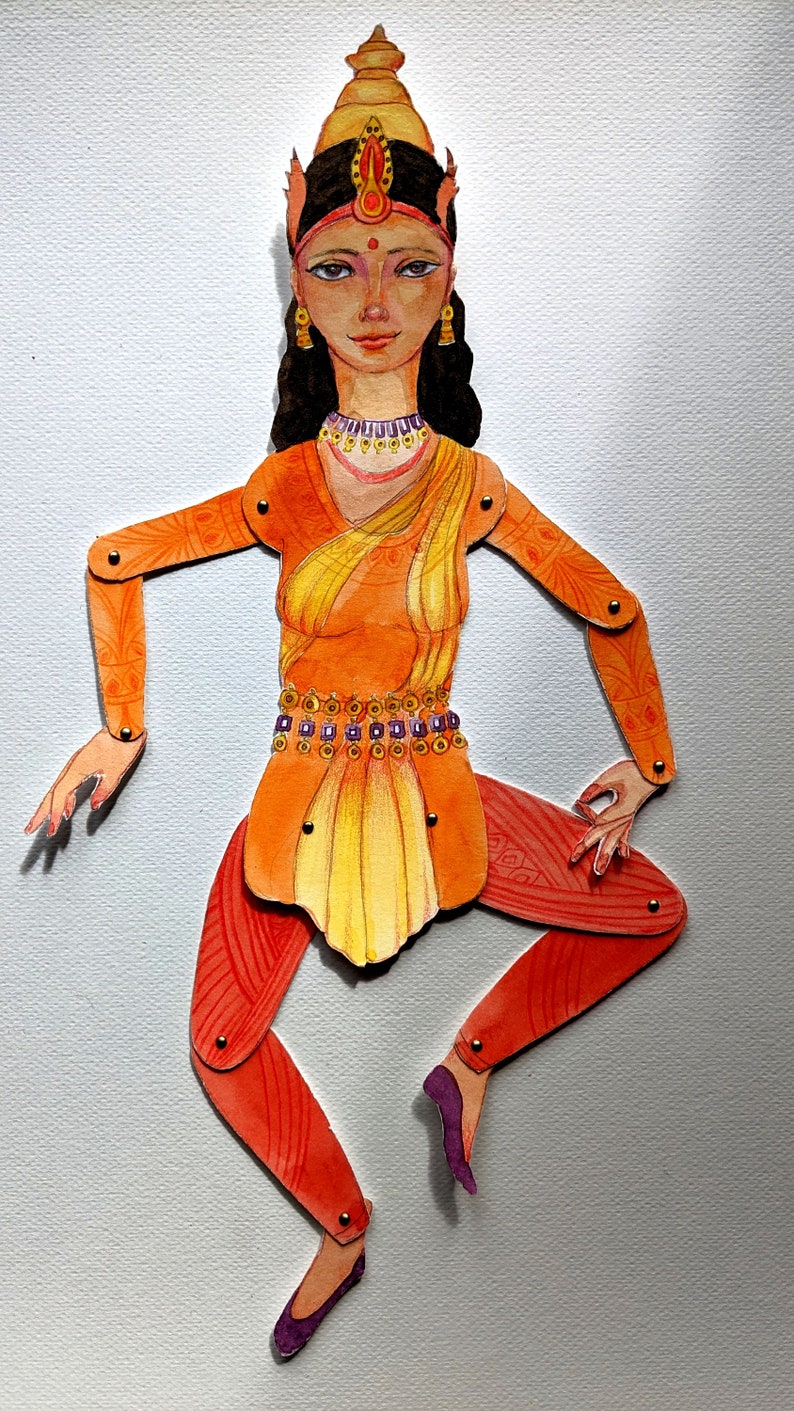 Articulated Indian Paper Doll, Paper Marionette, Jointed Puppet, by ...