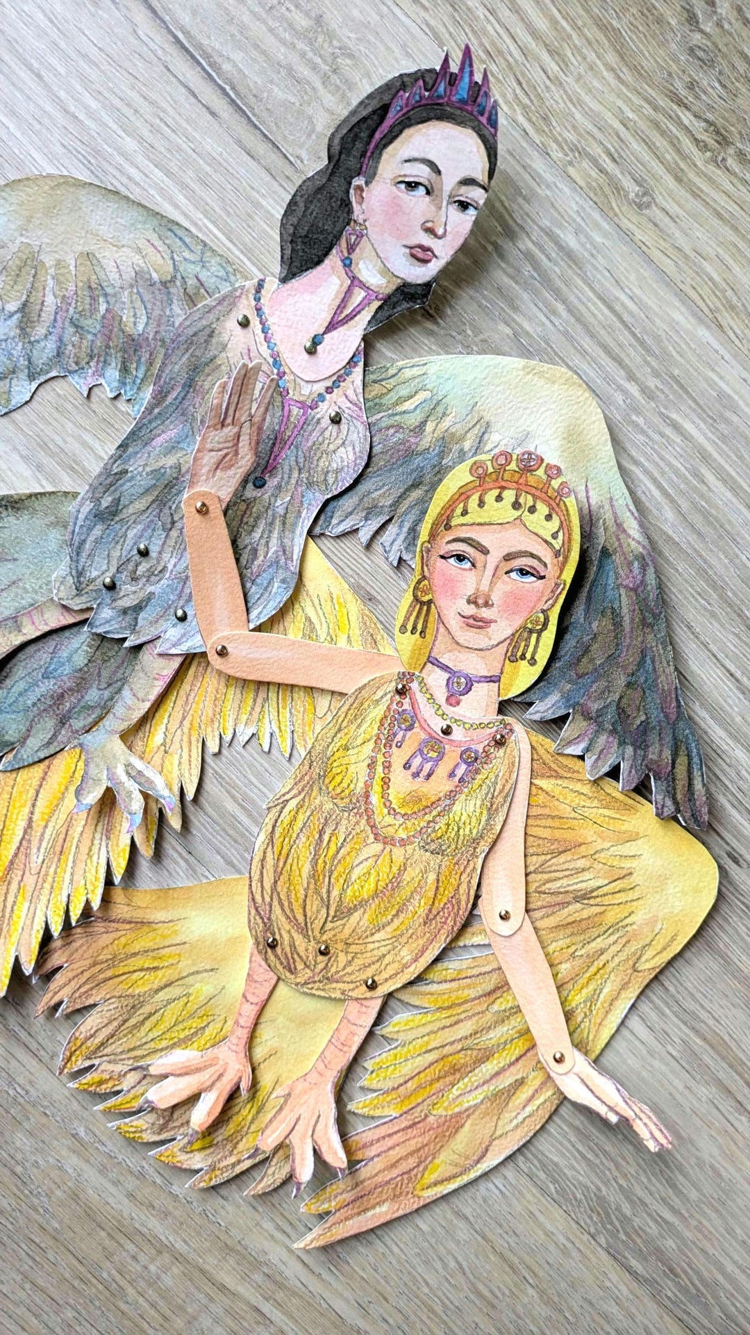 Two Articulated Bird Woman Paper Dolls: Slavic Folklore Craft Toys - Etsy