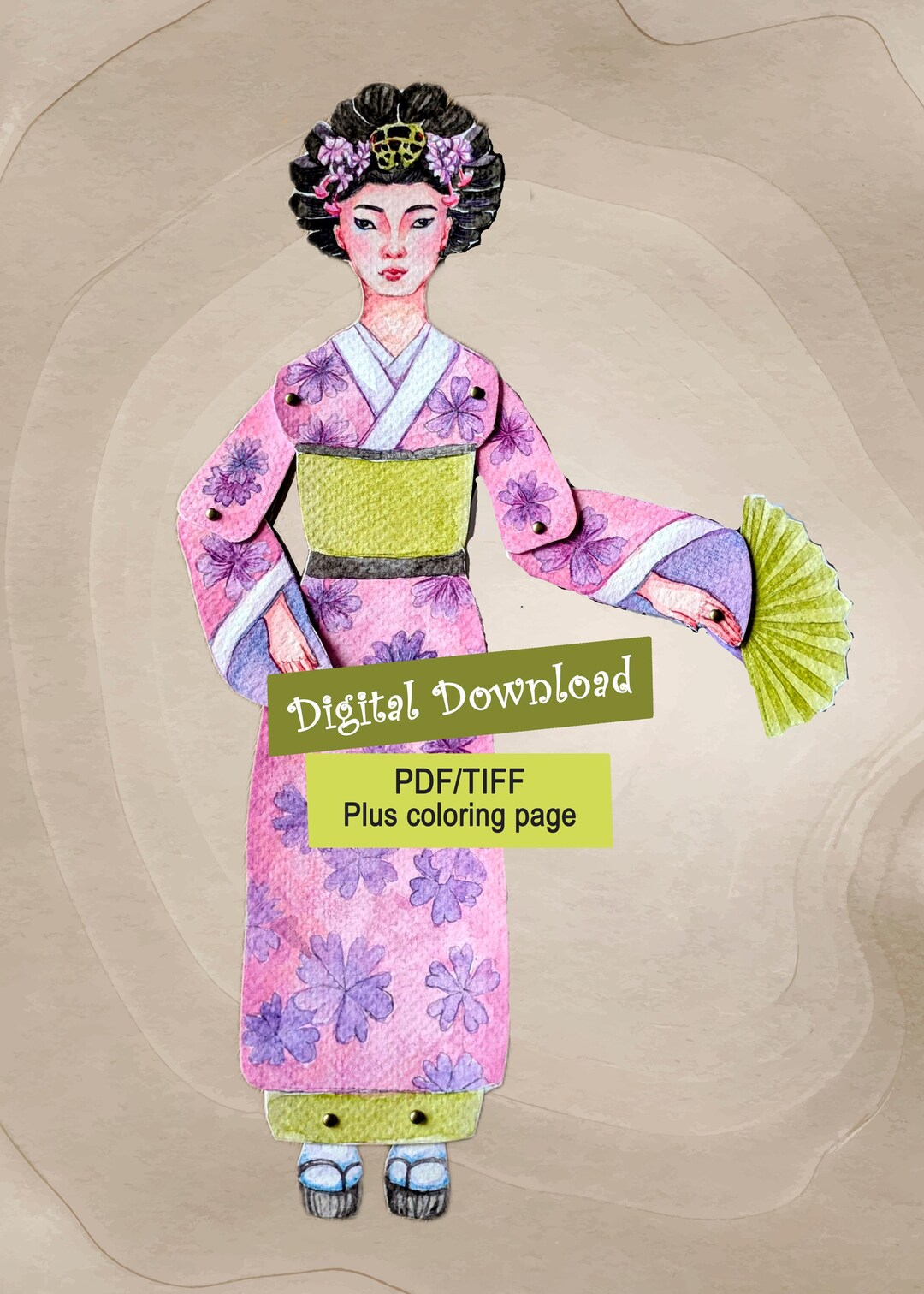 Paper Dolls Japanese Geisha - Puppet, Educational Toys, Bookshelf Decor ...