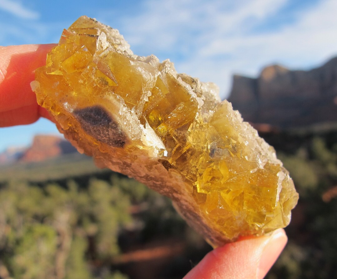 Sunburst Mystic Gemmy Yellow Spanish Fluorite Crystal Cluster Witch ...