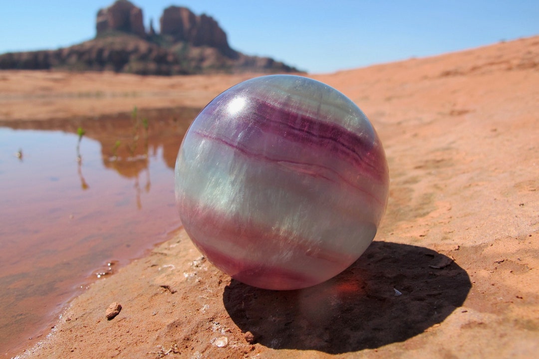 Jupiter Rising Gemmy Lavender Magenta Green Fluorite Crystal Sphere ...