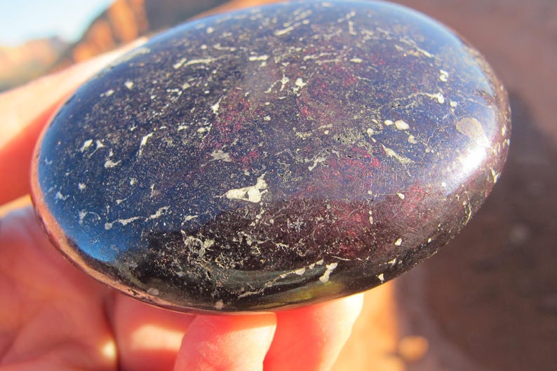 Desert Sky Aurora Rare Magenta Flash Covellite Crystal Palm Stone ...