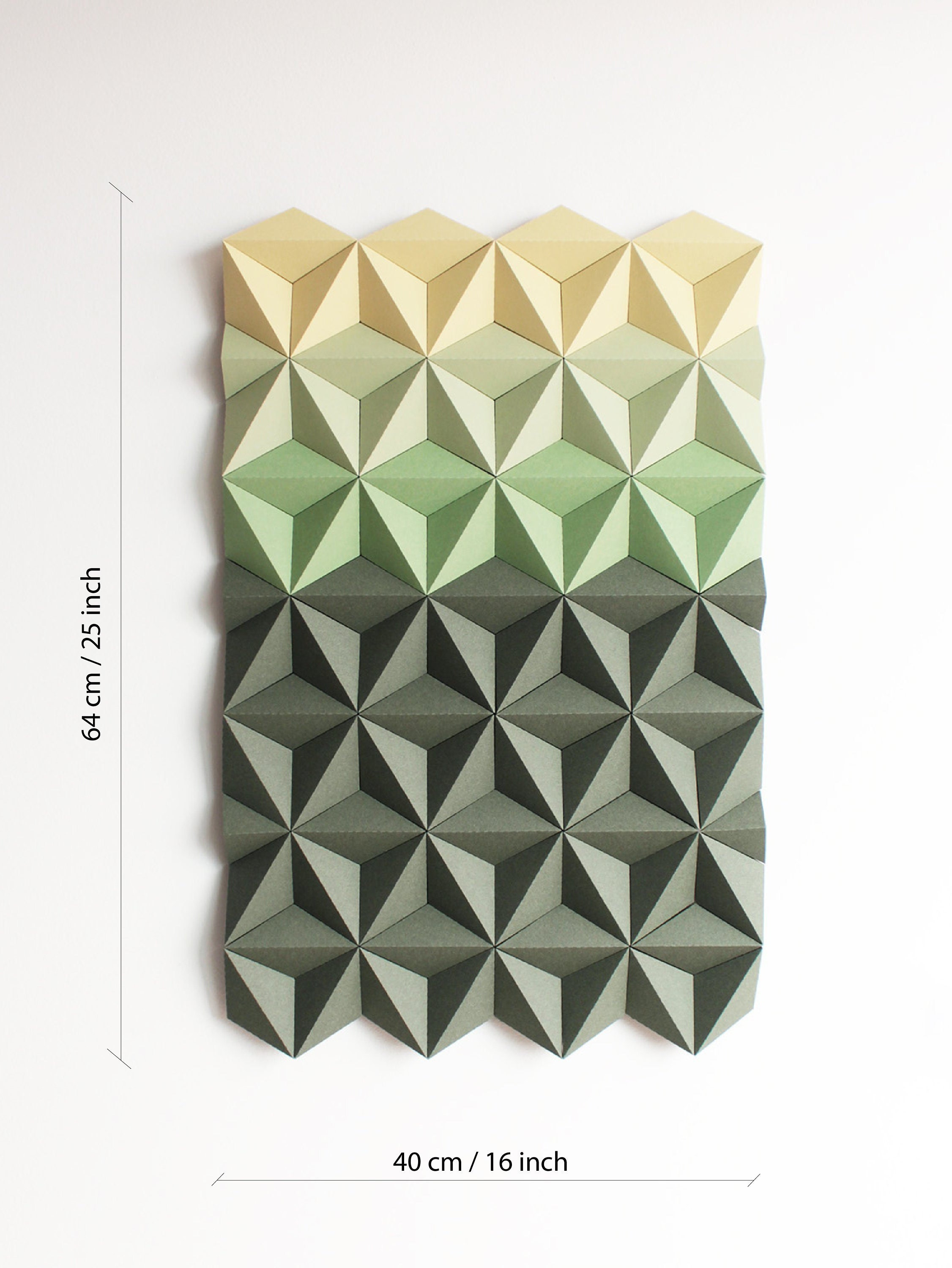 Green 3d Wall Panel Fashion Wall Decor Geometric Paper Art - Etsy